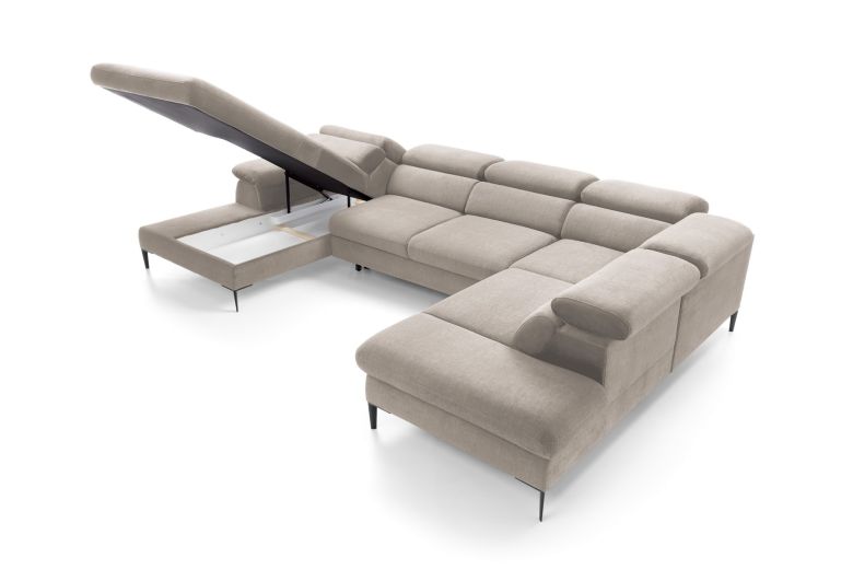 U shape sofa Blues | Beige | Pull-out bed | Storage box