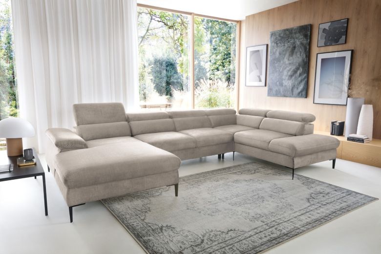 U shape sofa Blues | Beige | Pull-out bed | Storage box