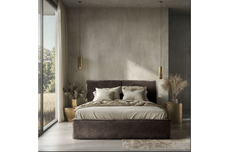 Upholstered bed 180x200 Chiara | Brown | Storage box