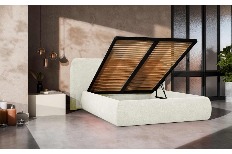 Upholstered bed 180x200 Rita | Cream | Storage box