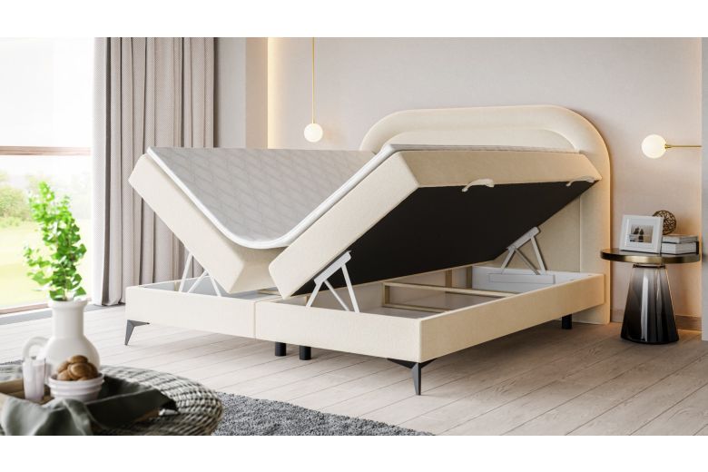 Upholstered bed 160x200 Mela | Cream | Storage box