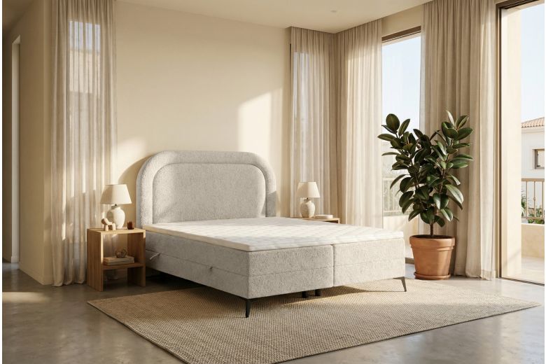 Upholstered bed 160x200 Mela | Cream | Storage box