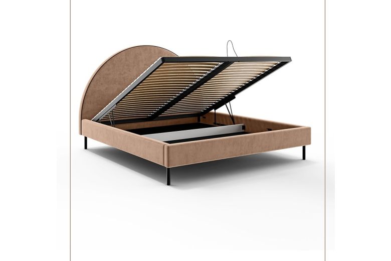 Upholstered bed 160x200 Moon grey | Grey | Storage box